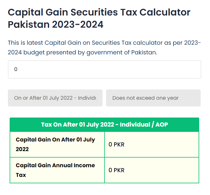 Gain Tax on Securities Calculator 2024-2025 - Accurate & Updated